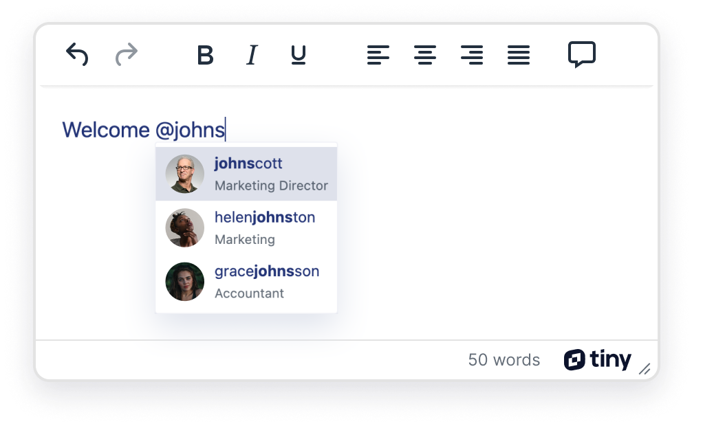 Create collaborative documentation software with our RTE editor | TinyMCE
